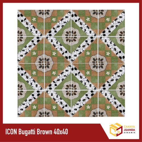 Jual Keramik Lantai Halus Motif Rumput ICON Bugatti Grey / Brown 40x40 ...