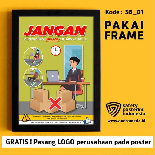 Jual Safety Poster K3 : Office 5R Rapi 5S Kantor Ergonomi Gempa +Frame ...
