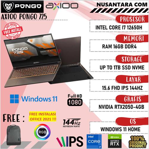 Jual Gaming AXIOO Pongo 725 RTX2050 Intel i7 12650H RAM 16GB 1TB SSD ...