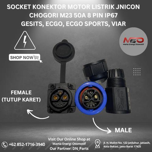 Jual SOCKET KONEKTOR MOTOR LISTRIK JNICON CHOGORI M23 50A VIAR ECGO GESITS - FML Tnpa Tutup ...