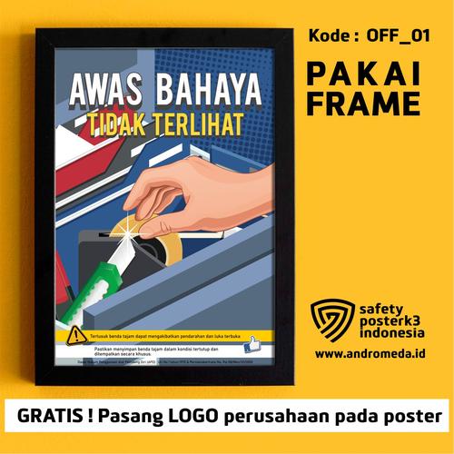 Jual Safety Poster K3 : Office Bahaya Kantor Terjepit Hazard + Frame ...