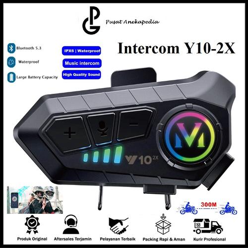 Jual Intercom Y10 2X Bluetooth Radio FM Interkom Helm 2 Rider Helmet ...