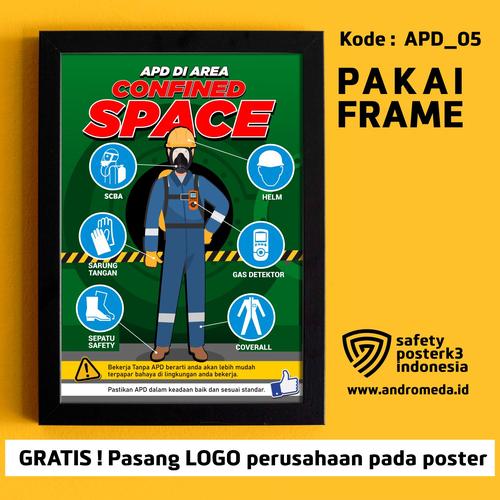 Jual Safety Poster K3 : Confined Space APD Evakuasi Terbatas + Frame - 60x42 cm+frame - 30x21 cm ...