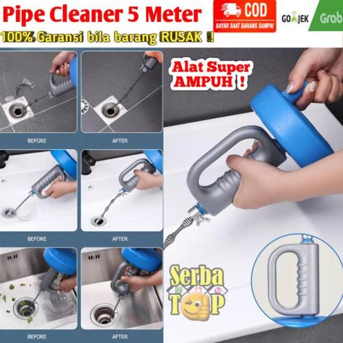 Jual Pipe Cleaner Panjang 5 Meter alat kawat pembersih saluran pipa ...