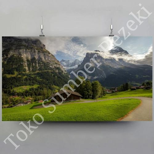 Jual Poster Gunung Pemandangan Paper Kanvas Mountain Fountain Rumah ...
