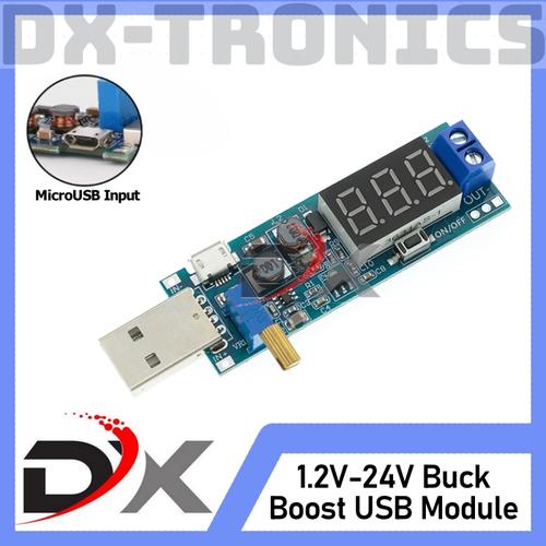 Jual USB Buck Boost Power Supply module Up Down 5V To 1.2~24V Voltmeter ...
