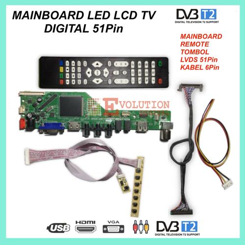 Jual Universal LCD LED TV Board Digital DVB T2 - Mainboard LVDS 51Pin ...