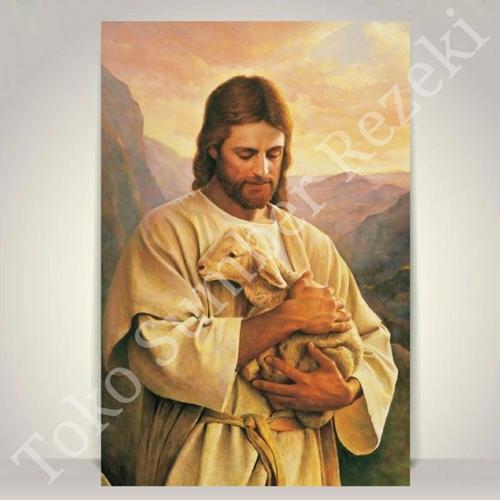 Jual Poster Tuhan Yesus Kristus Jesus Gendong Kanvas Domba Canvas Paper ...