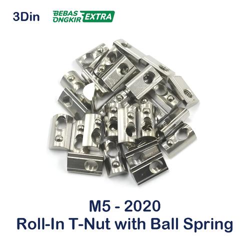 Jual T Spring Nut M5 Aluminum Profile 2020 Ball Spring Roll In TNut ...