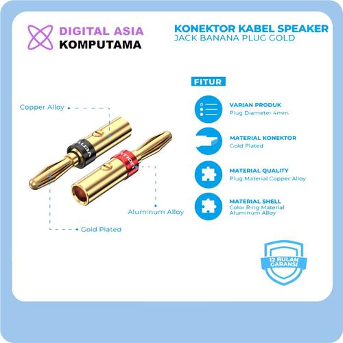 Jual Vention Konektor Kabel Speaker Jack Banana Plug Gold-plated - BFD ...