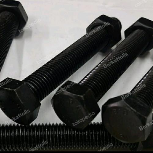 Jual baut mur baja m22 x 55 full drat High tensile bolt 8.8 FT baut ...