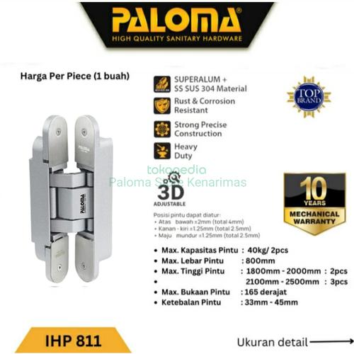 Jual ENGSEL HINGE PALOMA IHP 811 CONCEALED PL40 ENGSEL PINTU TANAM NA ...