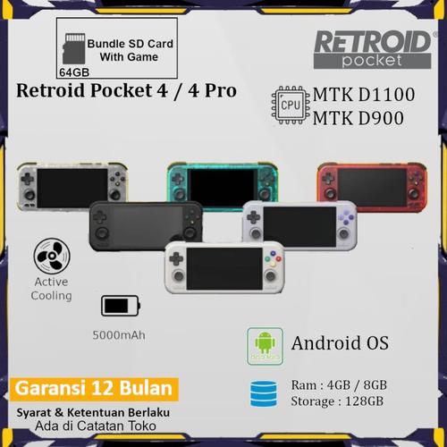 Promo Retroid Pocket 4 / 4 Pro Handheld Portable Retro Video Game ...