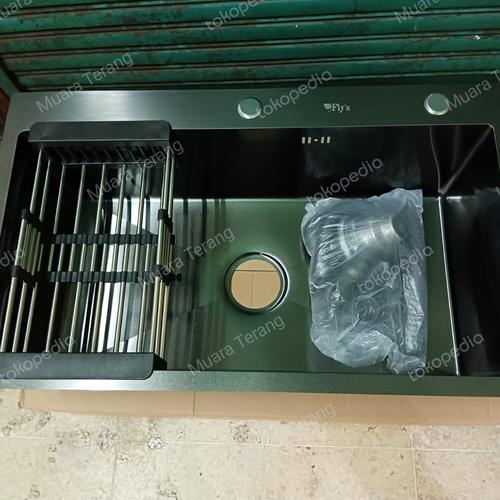 Jual kitchen sink hitam 7545 1 lubang besar stainless bak cuci piring ...