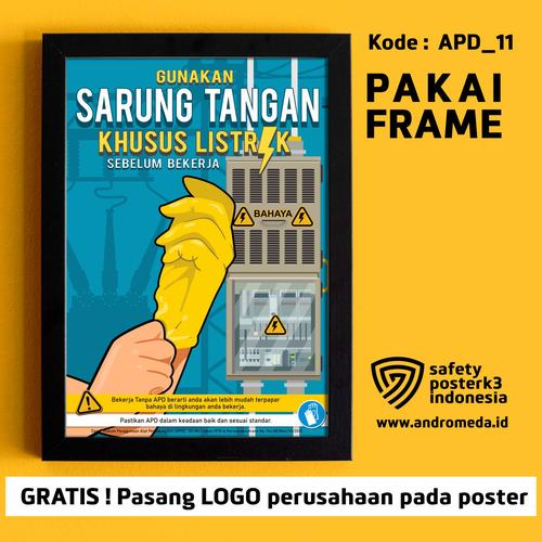 Jual Safety Poster : Sarung Tangan APD Listrik Terjepit + Frame - 30x21 ...