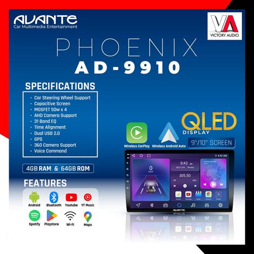 Jual Head Unit Android AVANTE x PIONEER PHOENIX AD-9910 4/64GB QLED ...