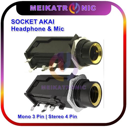 Jual Soket Akai Stereo Mono Headphone Microphone Socket 6.5mm - Mono ...
