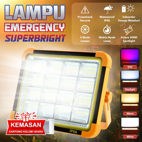 Promo Lampu emergency surya super bright 300W LED 4 mode nyala USB ...