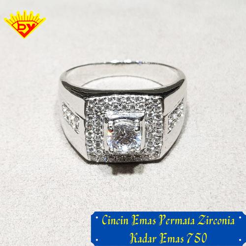 Jual Cincin Emas Putih Permata Zirconia 846 Kadar Emas 750 - Jakarta ...