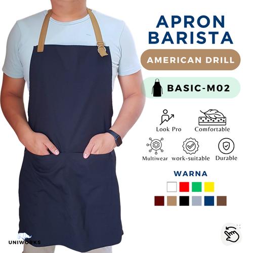 Promo Apron Barista Uniworks Seri V01M02 Kombinasi 6 Warna Panjang 90 ...