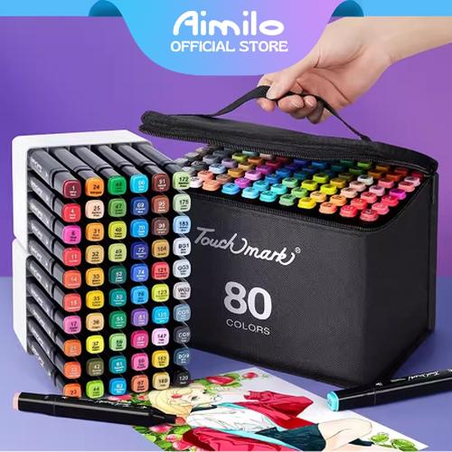Jual Aimilo Spidol Warna Warni 1 Set Sketch Marker 2 Tip Touch Marker ...