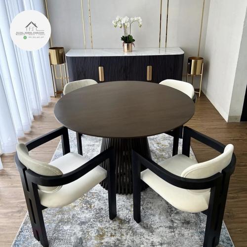 Jual Meja makan bulat minimalis 4 kursi kayu jati solid dimensi 90cm ...