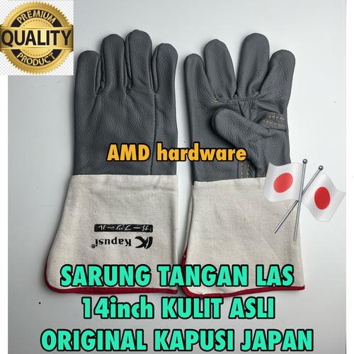 Jual Sarung Tangan Las Kulit Asli 14 inch KAPUSI JAPAN Safety Welding ...