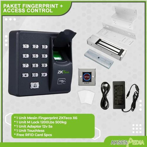 Jual Paket Fingerprint Akses Door X6 Standalone Pintu Kayu & Aluminium - 600lbs, exit button ...