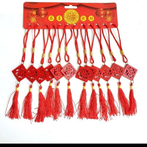Jual Gantungan Imlek isi 12 Tinsel Tali Merah Gantungan Hiasan Parcel ...