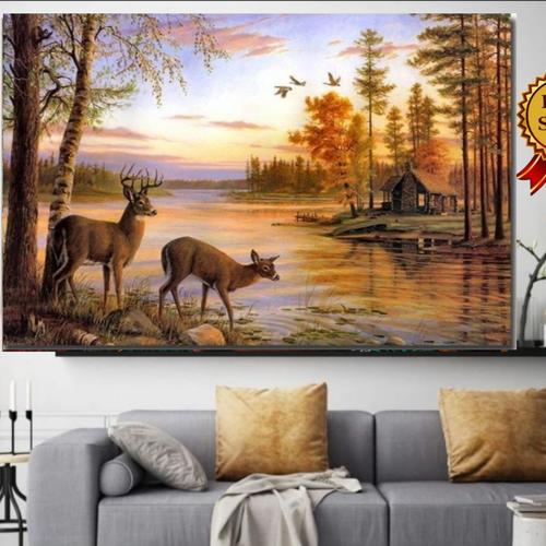 Jual lukisan pemandangan alam frame lukisan dinding besar dekorasi ...