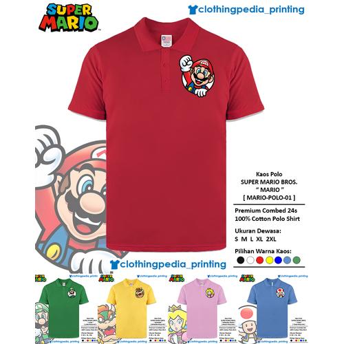 Jual Kaos Polo The Super Mario Bros Character Luigi Bowser Peach Polo ...