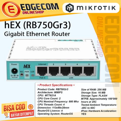 Jual MIKROTIK (hEX) RB750Gr3 ROUTER MIKROTIK RB 750 GR3 HEX / RB 750GR3 ...