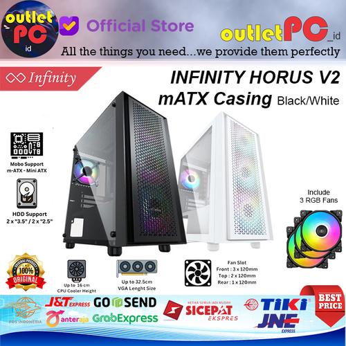 Jual INFINITY Casing HORUS V2 mATX with 3 RGB Fans Tempered Glass mATX ...