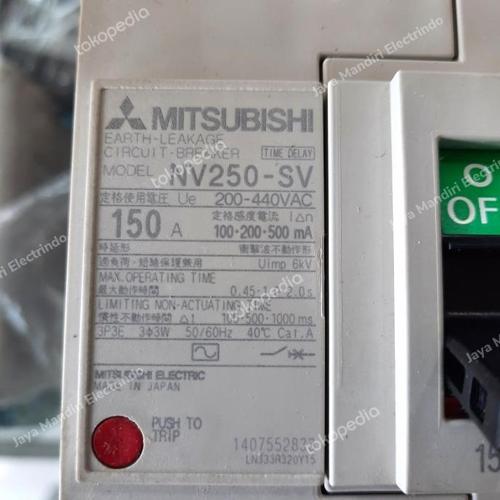 Jual Ready Elcb / Earth Leakage Circuit Breaker Nv250-Sv Mitsubishi 3P 150A - Jakarta Pusat ...