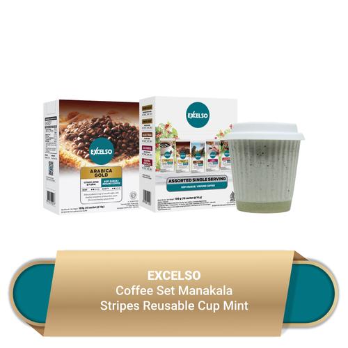 Jual Excelso Coffee Set Manakala Stripes Reusable Cup Mint - Jakarta ...
