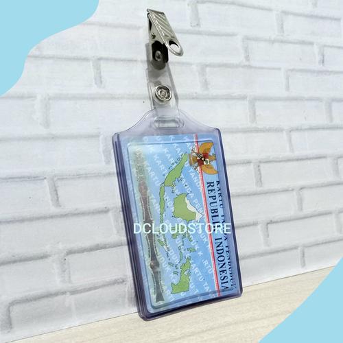 Jual Name Tag ID Card Holder + Gantungan Jepitan Saku Kantong Nametag ...