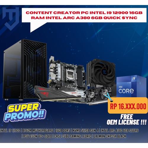 Jual Content Creator PC Intel I9 12900 16GB RAM DDR5 Intel Arc A380 6GB ...