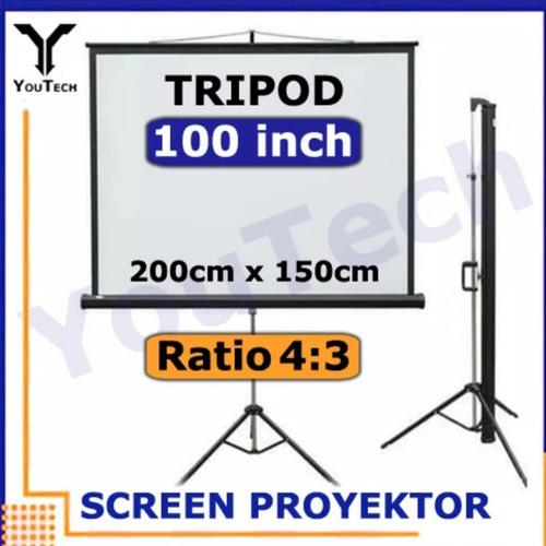 Jual Screen Projector Tripod 100"- Layar Proyektor pake Kaki 100 Inch 4 ...