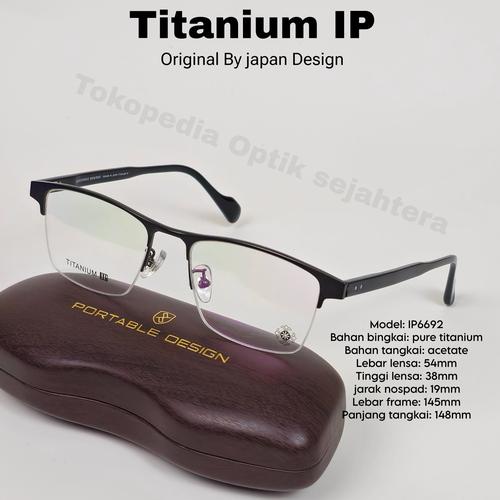 Jual Frame Kacamata Original pure titanium IP6692 kacamata pria half ...