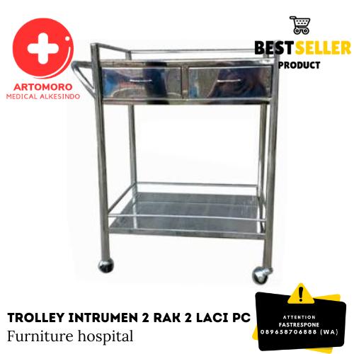 Jual TROLLEY INSTRUMEN 2 RAK & 2 LACI /MEJA INSTRUMEN STAINLESS - Kab ...