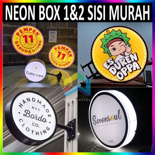 Jual Neon Box Bulat 2 Sisi Nyala LED Full Acrylic dan PVC Premium Murah ...