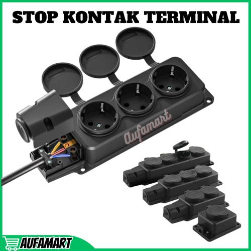 Jual Stop Kontak Terminal Dengan Penutup Anti Air 16A 250V EU - 2 SOKET ...