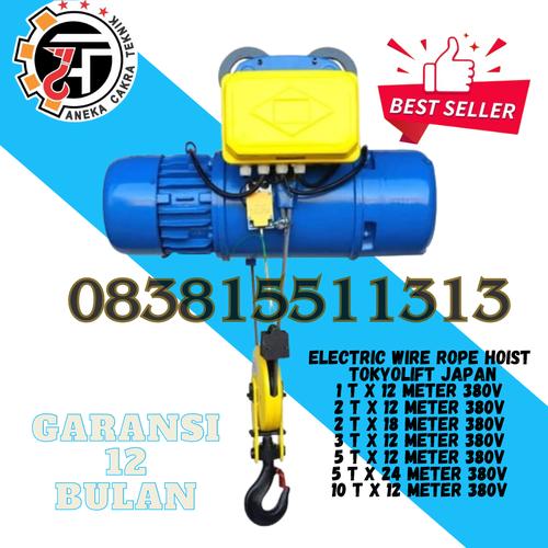 Jual Electric Wire rope hoist 5 ton x 12 meter 380Volt TOKYOLIFT JAPAN ...
