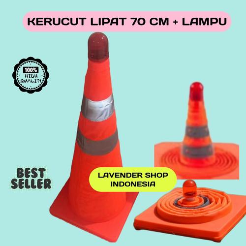 Jual Safety Traffic Cone / Kerucut Lipat 75 cm dengan lampu LED Emergency / Safety Traffic Cone ...