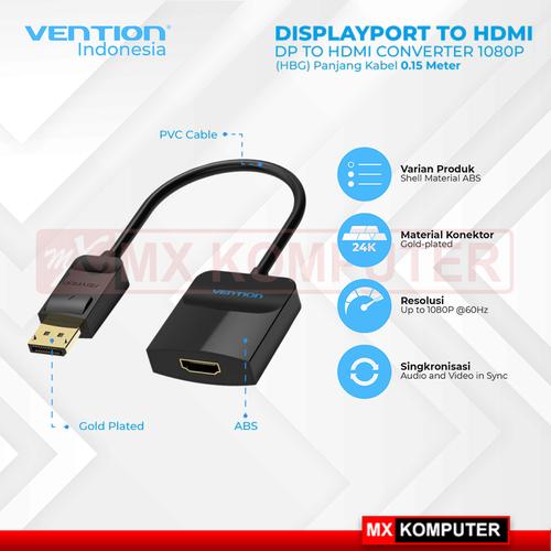 Jual Vention Adapter Converter DisplayPort (DP) Male to HDMI Female ...