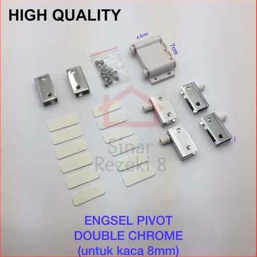 Jual STM_08 SET Engsel Pivot DOUBLE CHROME / Push Magnet Pintu Lemari ...