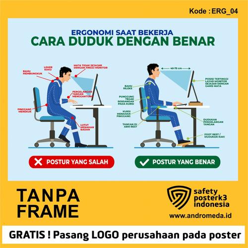 Jual Safety Poster K3: Ergonomi Saat Bekerja_Cara Duduk Dengan Benar_2 ...