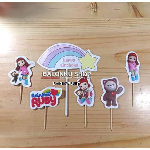 Jual Cake Topper Happy Birthday / Cake Topper Rainbow Ruby / Hiasan Kue ...