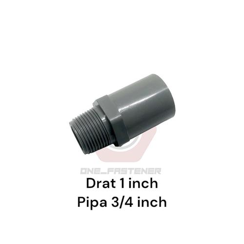 Jual Sambungan Sok Drat Luar Pipa 3/4 inch PVC valve socket SDL ulir 1 ...