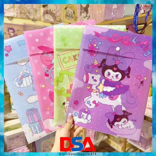 Jual MAP KANCING SANRIO CUTE/ MAP PLASTIK SANRIO/MAP DOKUMEN - KUROMI ...